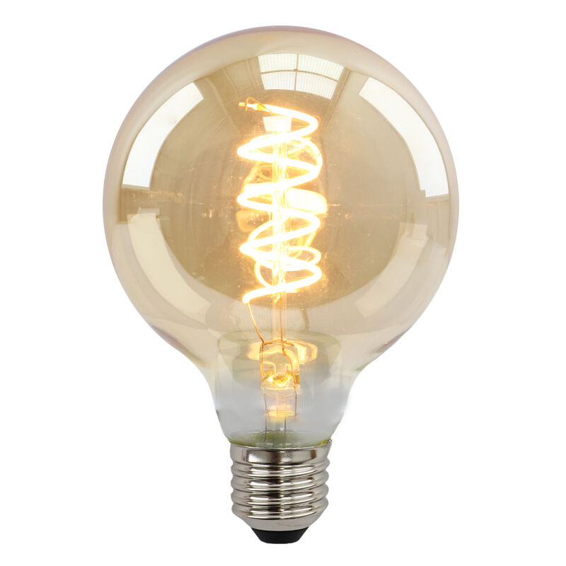 Dimbare Olucia E27 LED lamp, Tuelo, G95, 4W, amber glas, 2200k ...