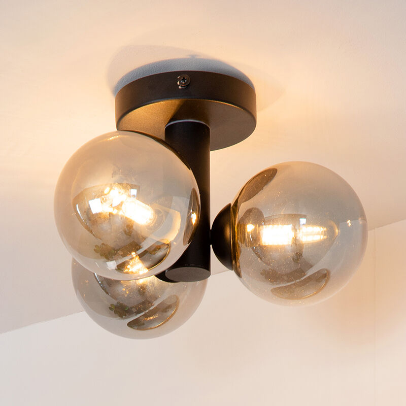 Zwarte badkamer plafondlamp modern, Trudy, IP44 | Lampgigant.nl