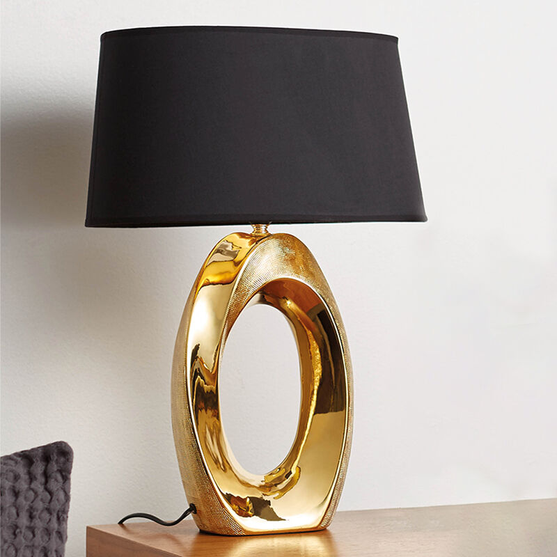 Gouden tafellamp Moldrup, Keramiek | Lampgigant.nl