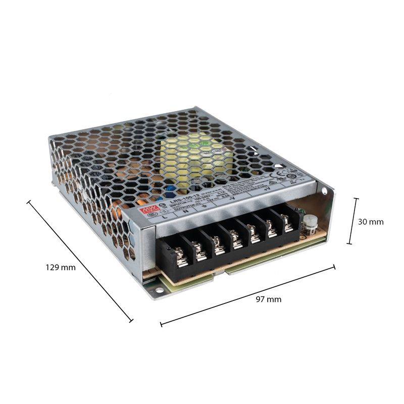 12V MeanWell LED driver, 100W, IP20 | Lampgigant.nl