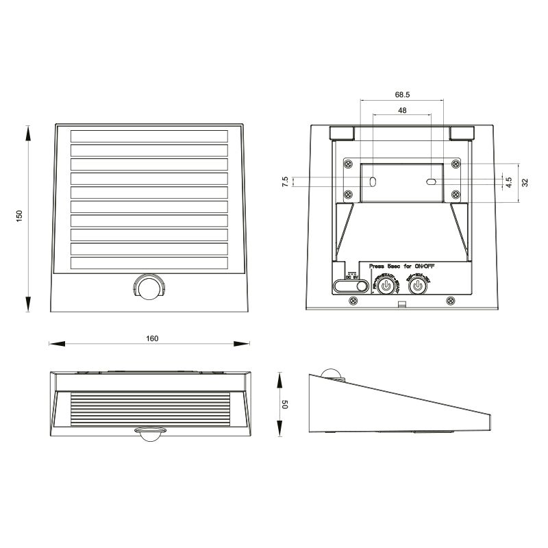 Zwarte buiten wandlamp op zonne-energie modern, Pontus, 6W, 4000K LED ...