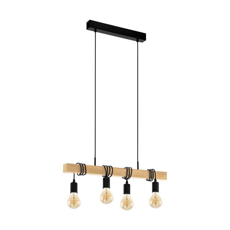 Houten balk hanglamp zwart, Anton | Lampgigant.nl