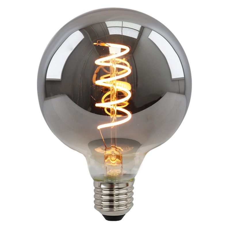 Dimbare Olucia E27 LED lamp, Tuelo, G95, 4W, rookglas, 2200k ...