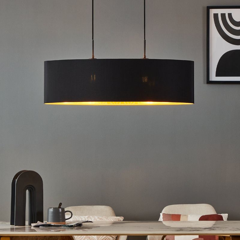 Zwarte moderne hanglamp stof, Kelsey | Lampgigant.nl