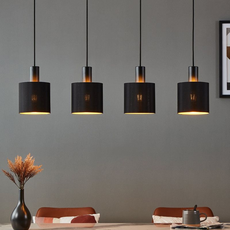 Zwarte moderne hanglamp stof, Kelsey | Lampgigant.nl