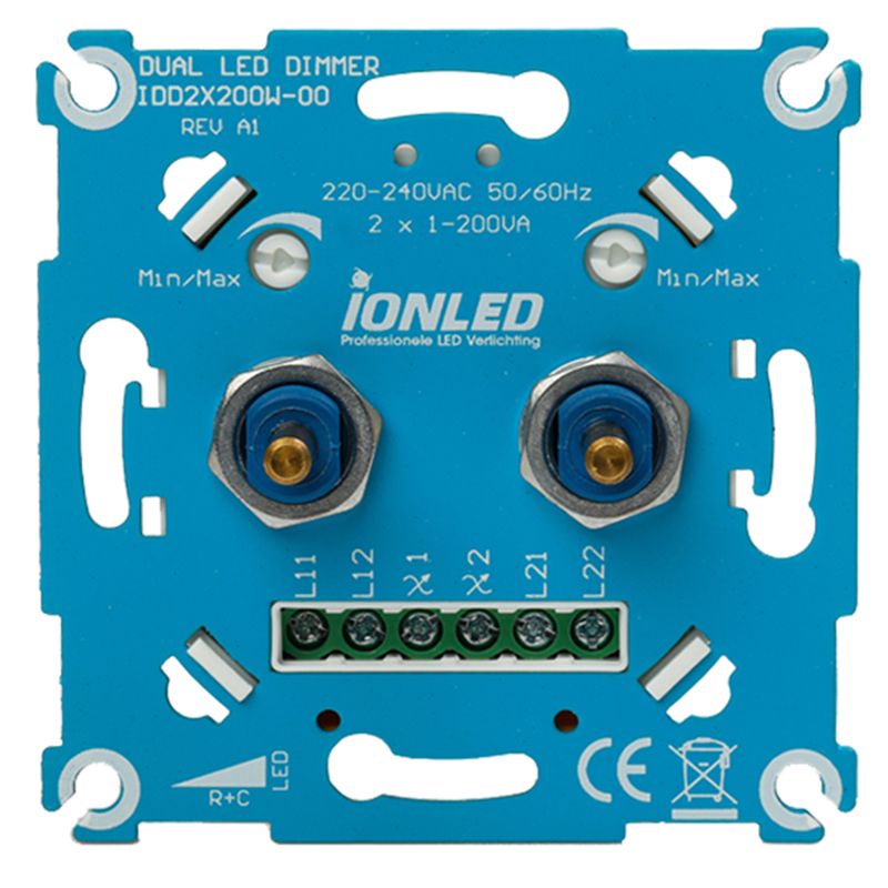 Dubbele LED dimmer - 2x0.3-200W | Lampgigant.nl