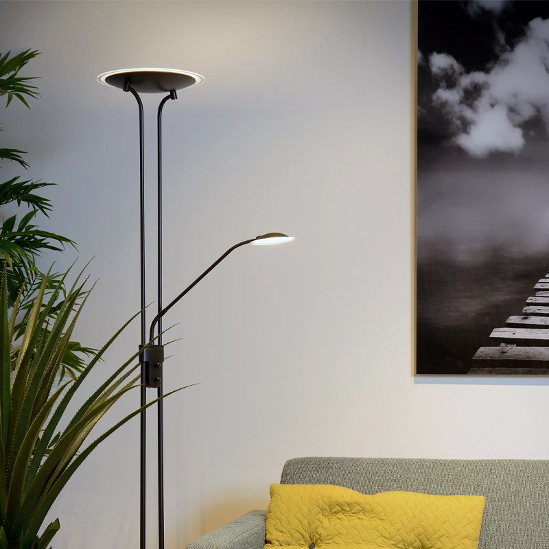 Zwarte staande leeslamp modern, Champion, 20W, 3000K LED | Lampgigant.nl