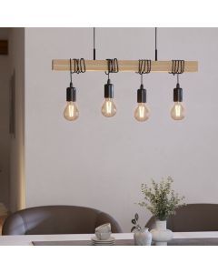 Houten balk hanglamp zwart, Anton | Lampgigant.nl