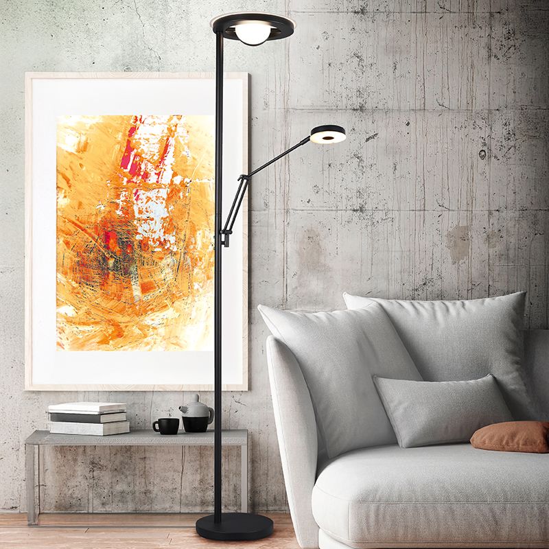 Zwarte staande leeslamp modern, Yazid, 32W, in lichtkleur verstelbare ...