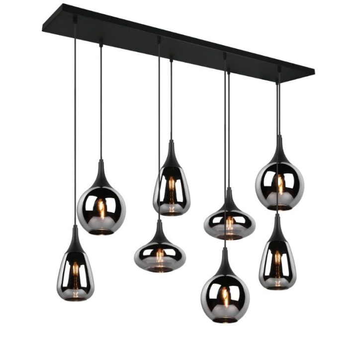 Zwarte hanglamp rookglas, Sybren | Lampgigant.nl